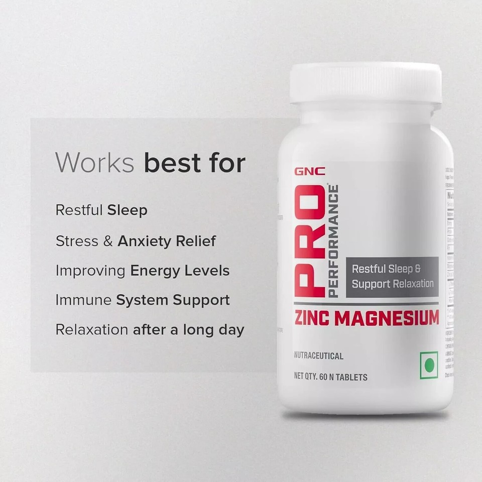 GNC Zinc Magnesium Complex (ZMA) with Vitamin B6 60 Veg Tablets ...