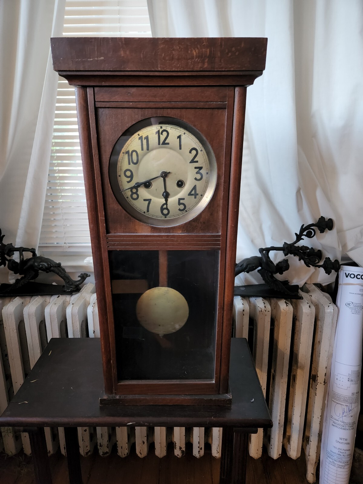 ANTIQUE JUNGHANS 8-DAY WALL CLOCK WITH KEY & WALD GLOCKEN GONG | eBay