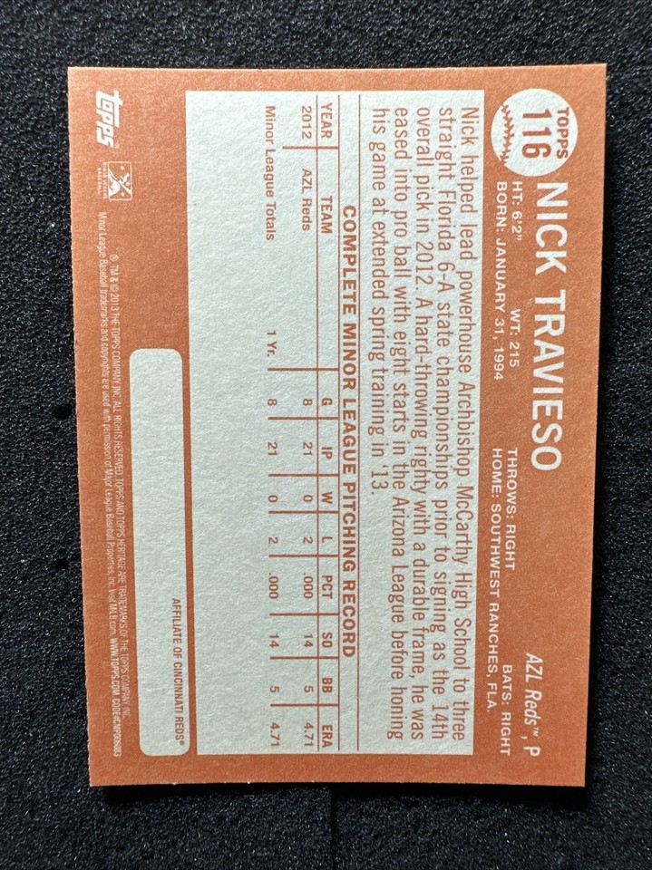 NICK TRAVIESO #116 2013 Topps Heritage Minor League Edition QTY Rookie ...