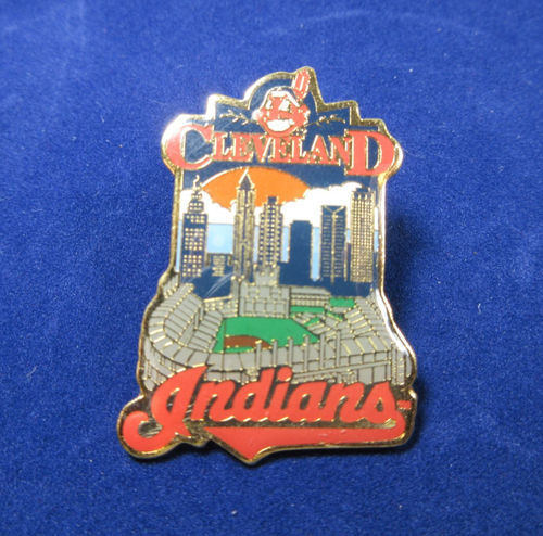 Cleveland Indians Hat Jacket Lapel Pin Chief Wahoo Jacobs Field Skyline ...