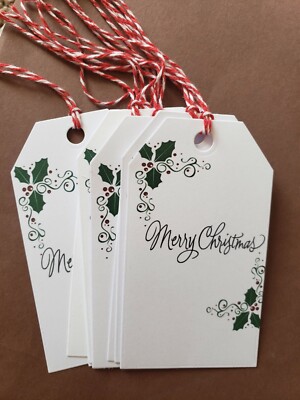 Christmas Gift Tags with strings (10) gift tags cardstock | eBay