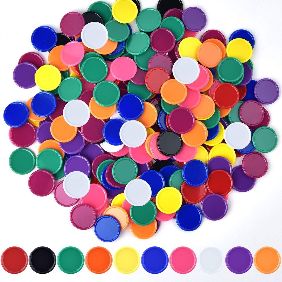 300 Pieces 10 Colors Plastic Learning Counters Disks Bingo Chip ...