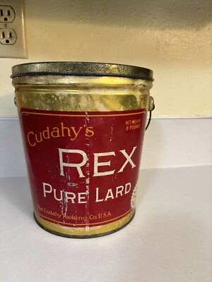 Old Vintage 1940s CUDAHY Rex Pure Lard Tin LARD CAN 8 lb #0026 | eBay