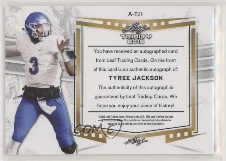 2019 Leaf Trinity Inscriptions Blue /25 Tyree Jackson #A-TJ1 Rookie ...