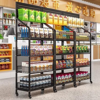Rack 4-Layer Large Capacity Market Movable Shop Retail Shelf Wire Mesh ...