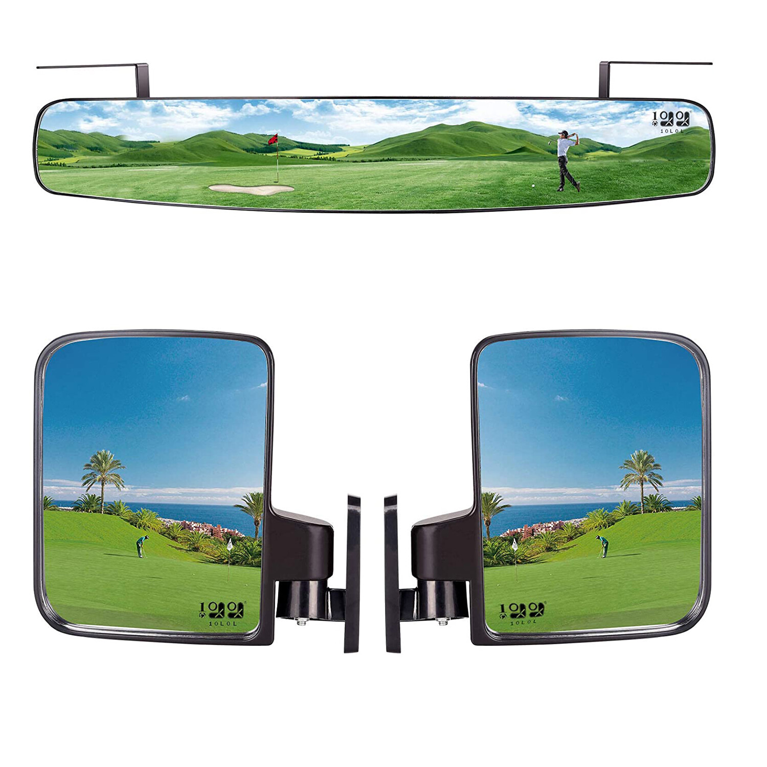 Golf Cart Side Mirrors & Panoramic Rear View Mirror for Yamaha EZGO ...