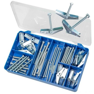 Qty 2 Assortment Kit 60 Piece M4 - M6 Spring Toggle Anchor Zinc Torres ...