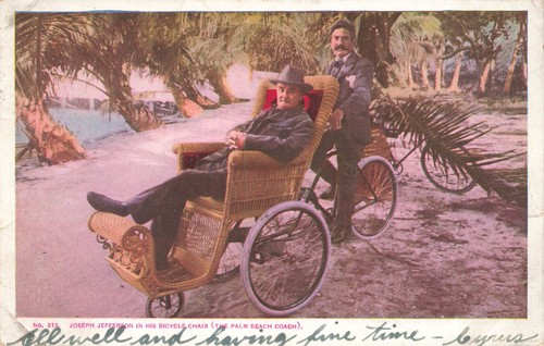 PALM BEACH COACH~ACTOR JOSEPH JEFFERSON IN HIS BICYCLE CHAIR~1904 ...