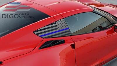 Precut 2014-2019 C7 Corvette Window American Flag Decals sticker Blue ...