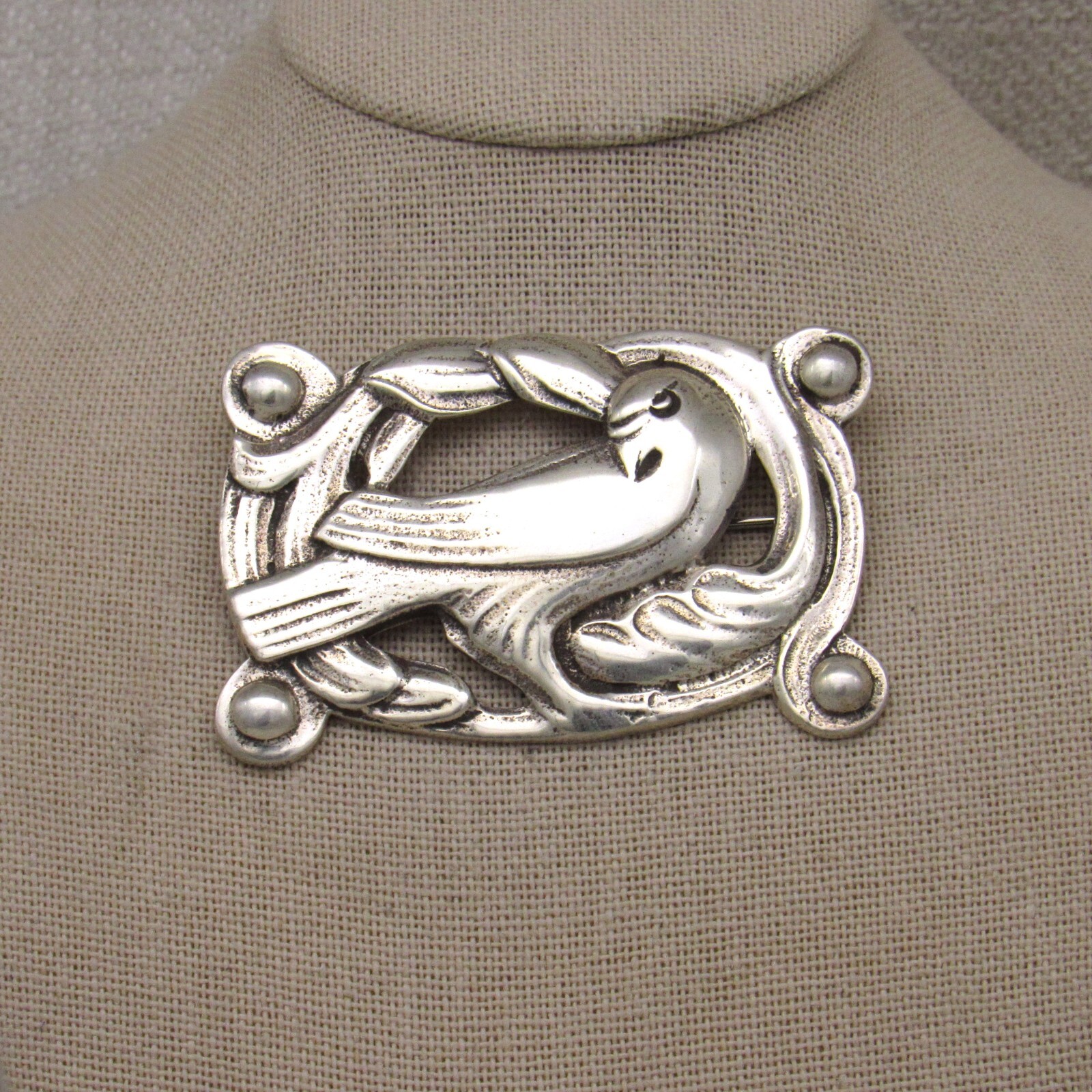 Sterling Silver Bird Pin + - Gem