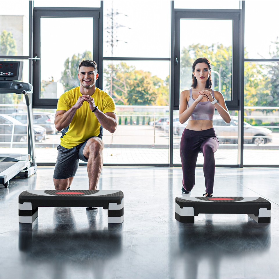 31'' Fitness Aerobic Step Adjust Exercise Stepper With Risers 4" - 6 ...