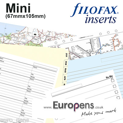 Filofax Mini Organiser Paper Inserts Refills | eBay