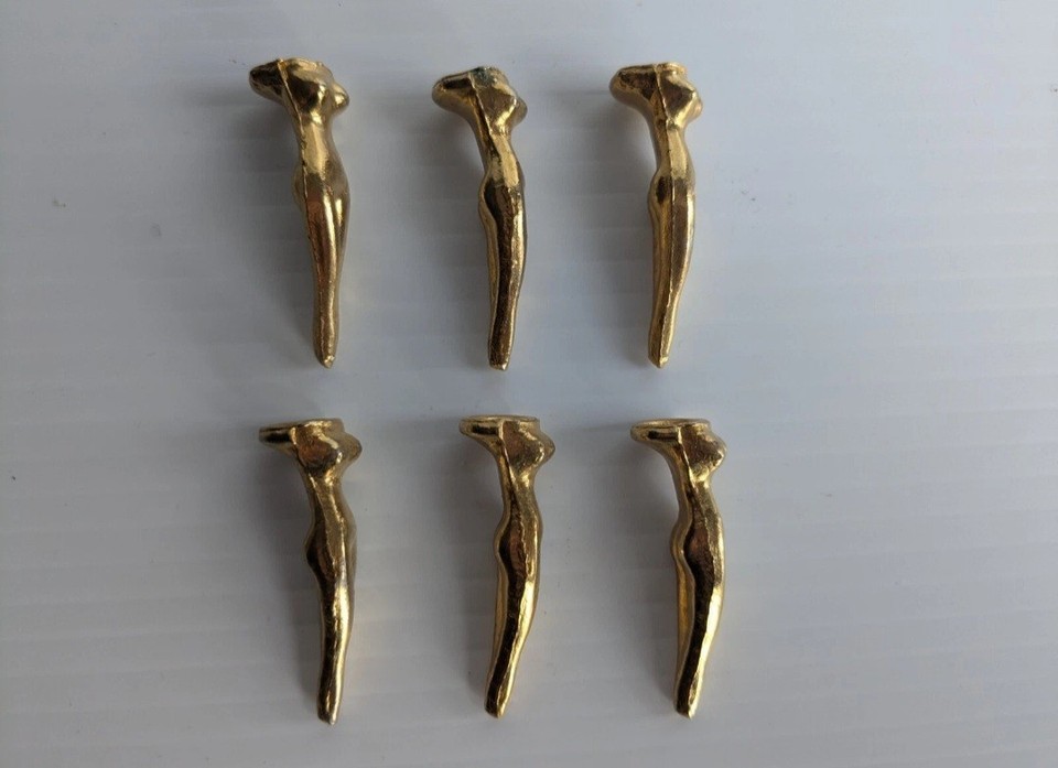 Set of 6 Vintage Gold Plated Risque Nude Lady Golf Ball Tees VGC | eBay