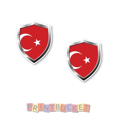 Turkey flag shield 90mm sticker Twin pack quality water & fade proof ...