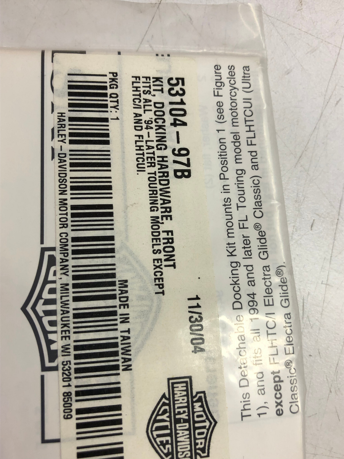 Harley Davidson Genuine NOS Docking Hardware Front Kit P/N 53104-97B ...