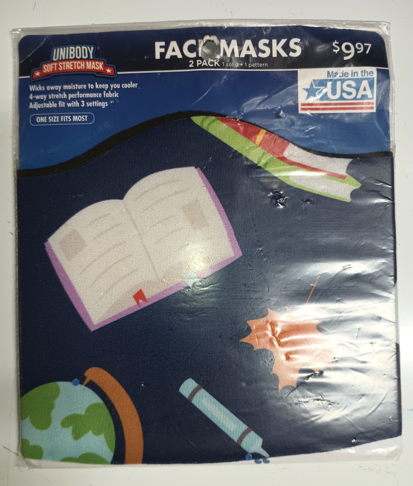 Unibody Soft Stretch Face Mask 2Pk. 1 Solid, 1 Pattern. One Size Fits ...