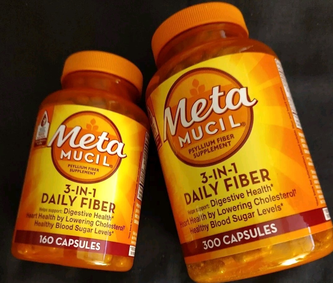 2 Pack Metamucil Meta Mucil 3 in 1 Capsules 460 TOTAL Fiber Digestive ...