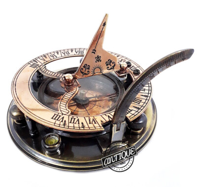 Copper SUNDIAL WITH COMPASS ~ NAUTICAL Christmas SUN CLOCK REPLICA ...