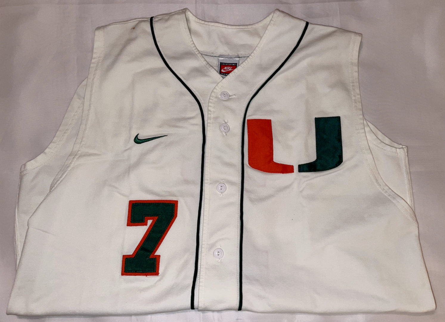 Brian Walker "Game-Used" University Of Miami Sleeveless Nike #7 ...