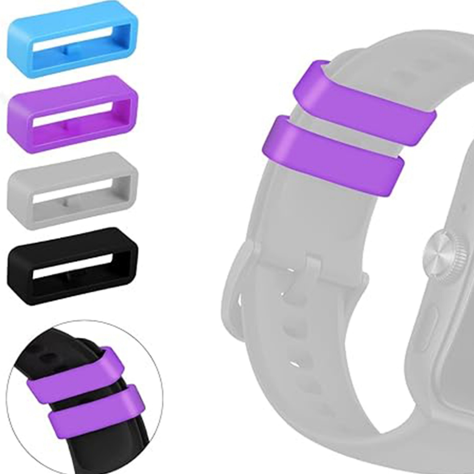 Silicone Rubber Watch Strap Band Keeper Holder Hoop Loop Ring Retainer ...