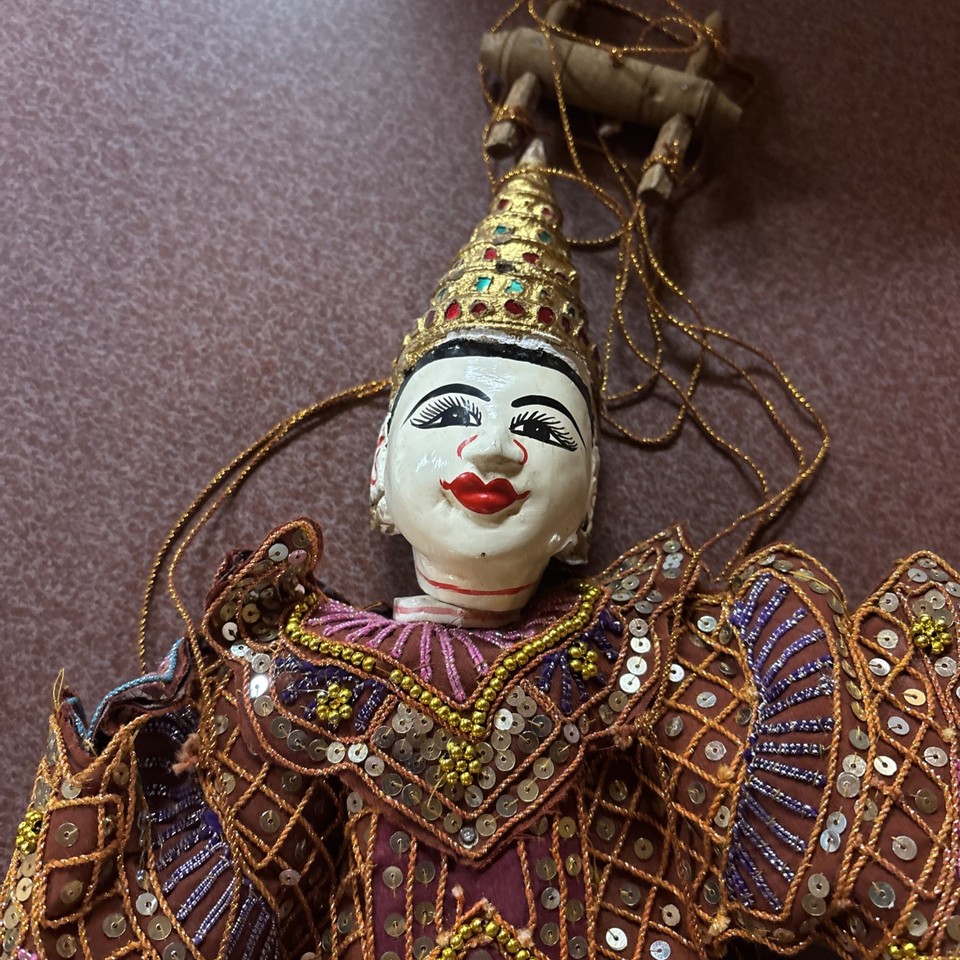 Vintage Thai Marionette String Puppet Wooden Asian Handmade Traditional ...
