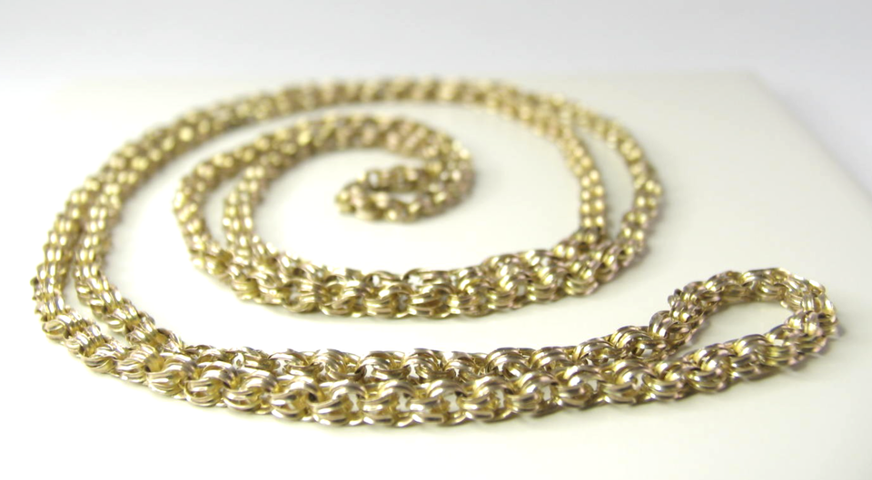 Handmade Victorian Antique 12–14K Gold Opera Rope Chain Necklace 39" 16 ...