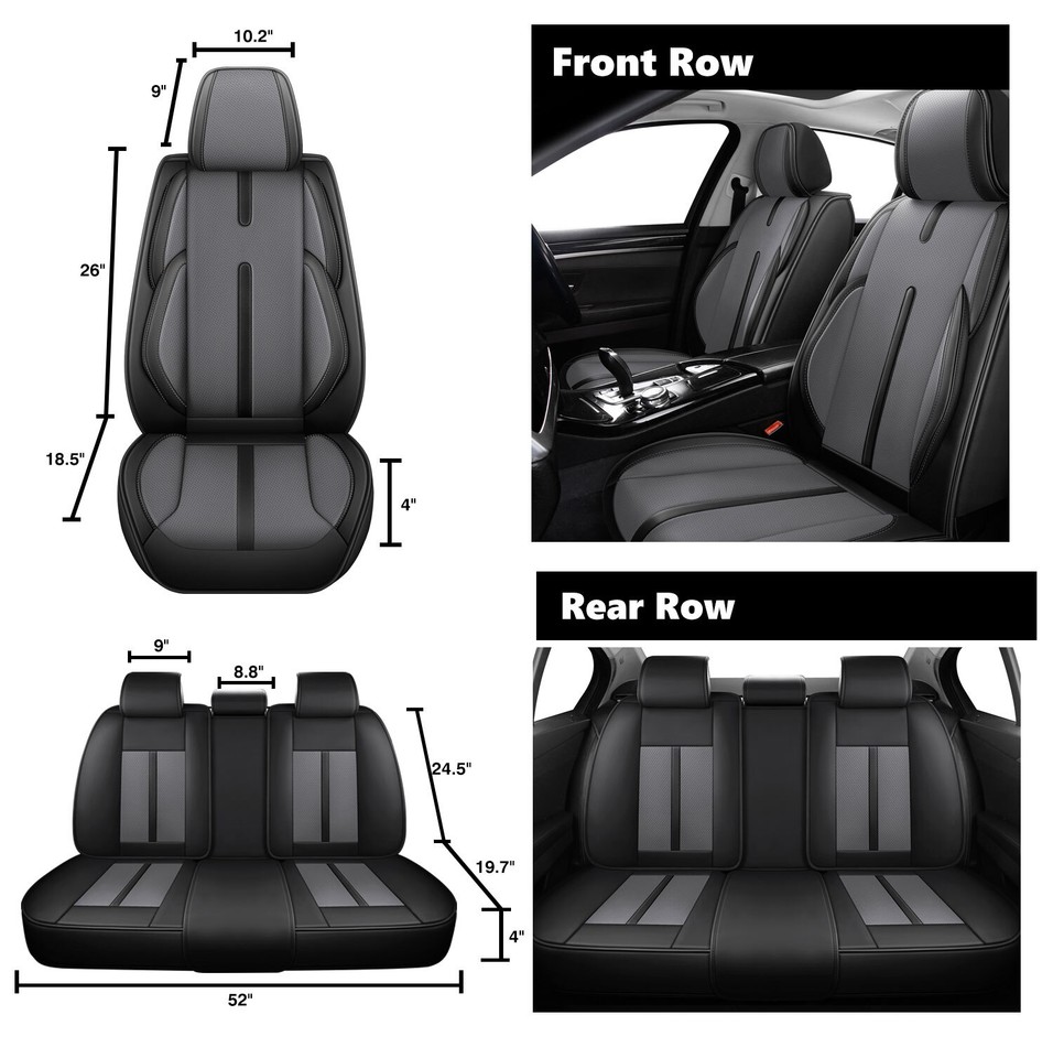For Toyota Car Seat Covers Full Set 5-Seats Nappa Leather Front Rear ...