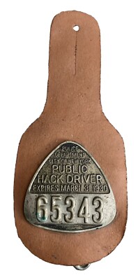 NYC Police Dept. Public Hack Driver Badge W/Orig Holder & Safety Pin ...