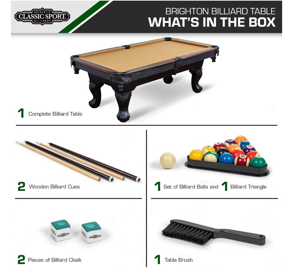 Classic Sports Brighton 87" Billiard Pool Table in Tan | eBay