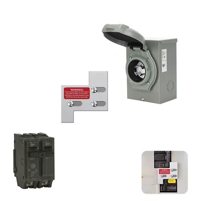 4000-8500W Generator Interlock Kit w/ 30A Inlet Box for GE 150A and ...