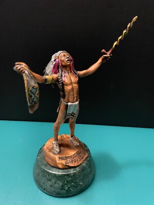 Legends Pardell Native American Indian Chief Peace Pipe Bronze Art ...