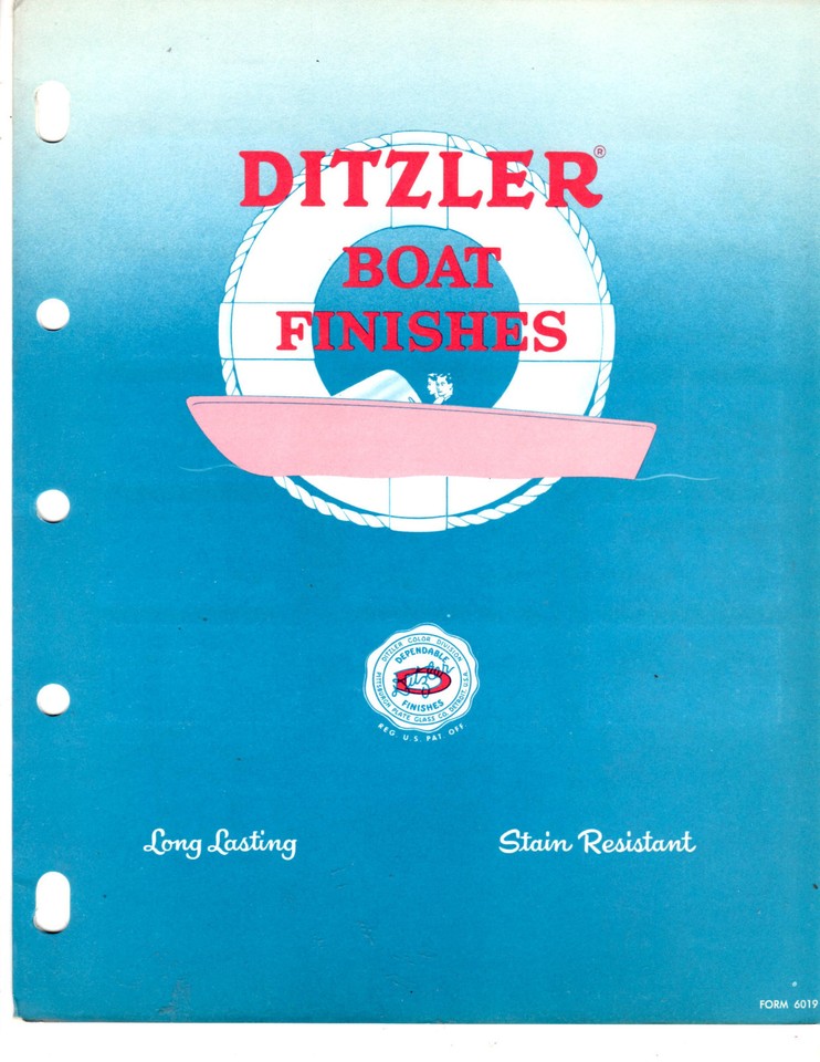 ORIGINAL RARE DITZLER BOAT FINISHES COLOR PAINT CHIP & ENGINE COLOR ...