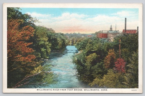 Postcard Willimantic River From Foot Bridge Willimantic Connecticut | eBay