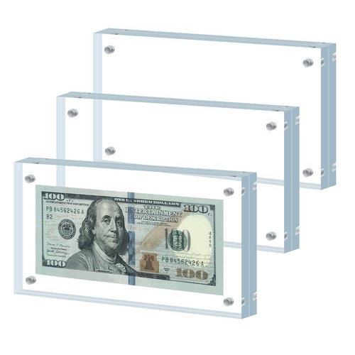 3Pcs Dollar Bill Frame Display Acrylic Dollar Bill Holder 3.9X7.8Inch ...