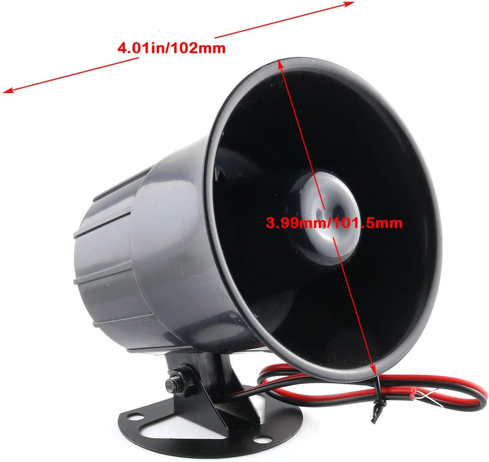 Security DC12V 15W Siren Horn Alarm Siren Wired Loud Alarm Horn for ...