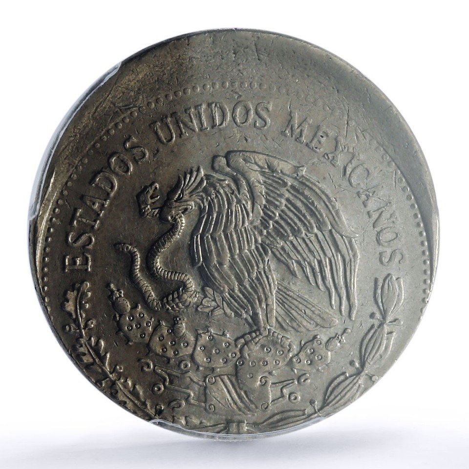 Mexico 20 pesos Republic Jugador Pelota Error Struck AU53 PCGS CuNi ...