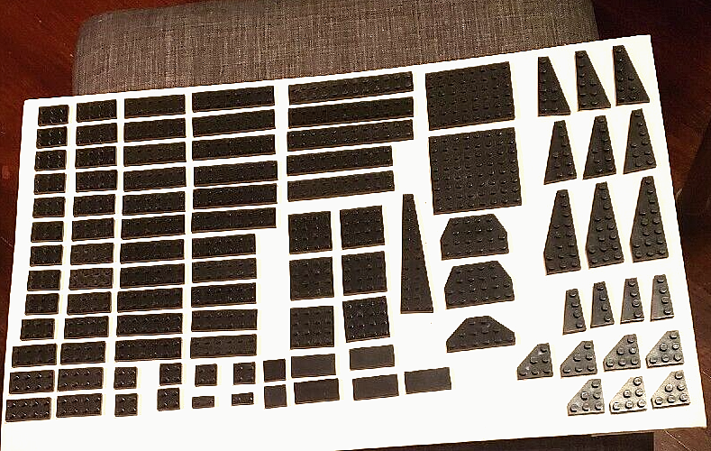 LEGO Lot of (150) Black Plates, Tiles & Wedges - 3710, 3795, 2450, 4162 ...
