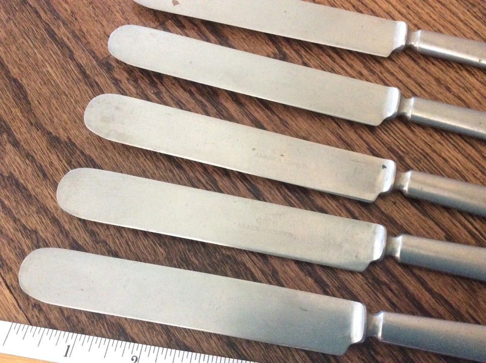 Alaska Silver flatware knife fork set 8 shell pattern heavy VTG coastal ...