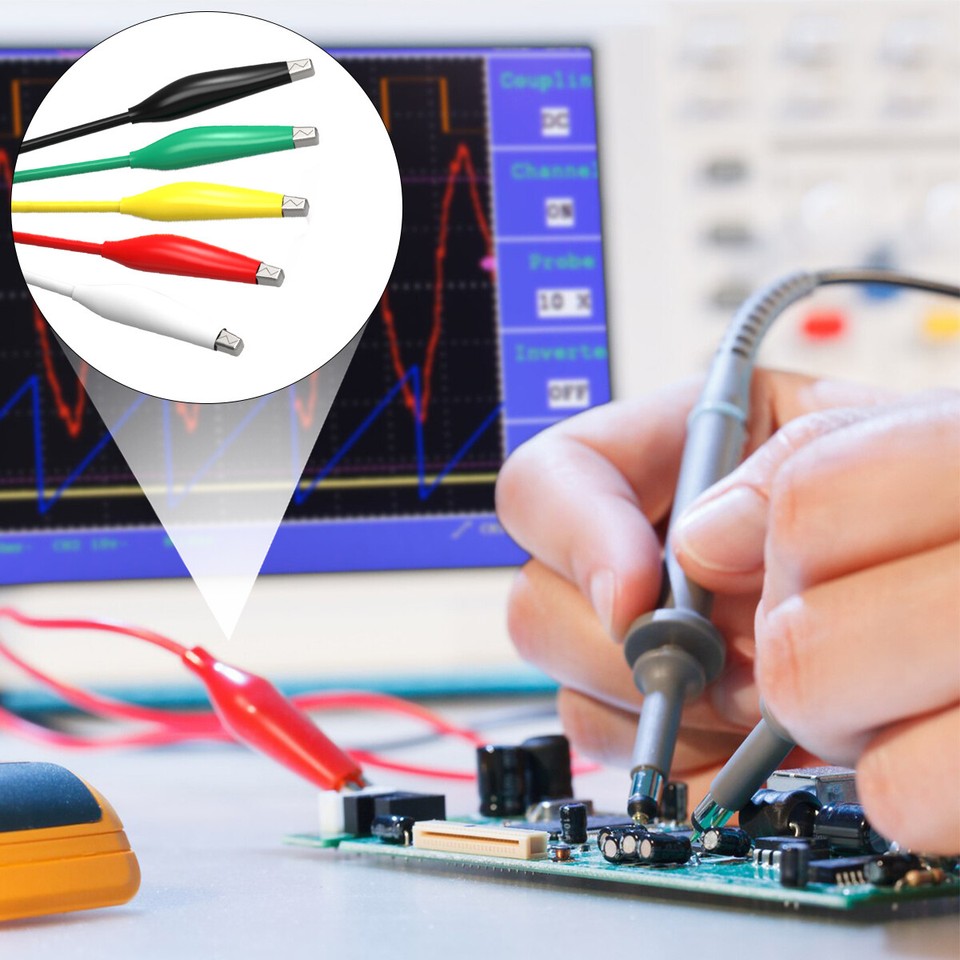 Lot Alligator Clips Electrical Jumper Wires Dual Ended Insulators ...