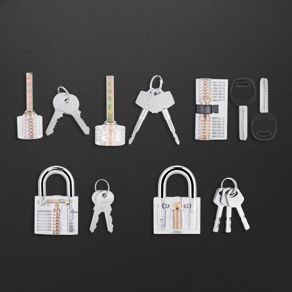 5 Pcs Transparent Padlock Set Pick Cutaway Lock With Key Removing Hook ...