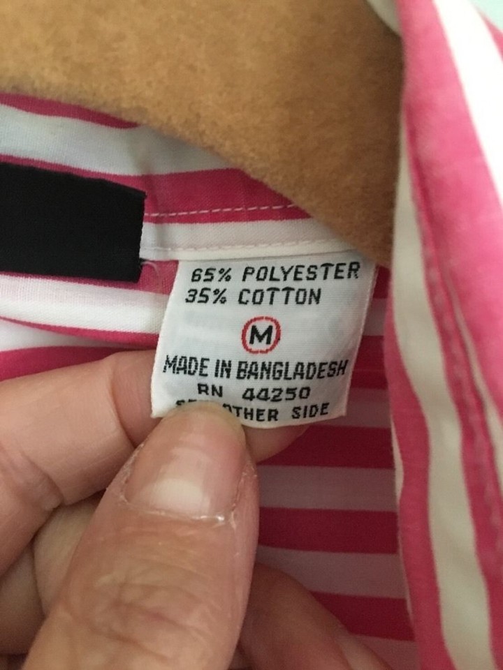 Tippy Tops Women's Button Down Tunic Shirt Cover Up PINK Stripe 80's ...