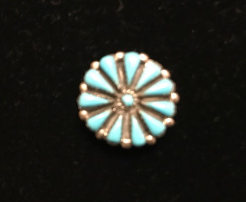 Navajo Turquoise Sterling Silver Cluster Flower Large 1 Inch Button ...