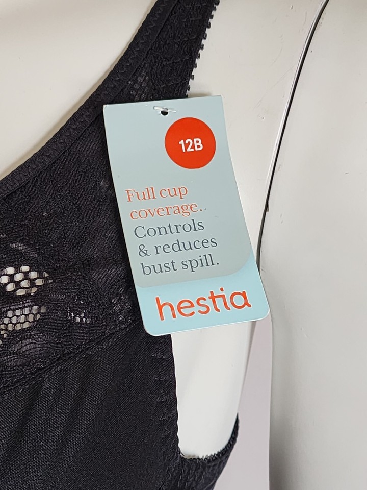 Hestia Y543NW Ladies Black Classic Lace Full Cup Style Bra Size 12B New ...