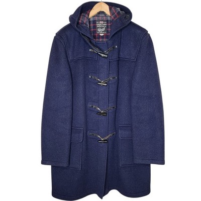 Gloverall Duffle Coat Toggle Wool Navy Blue Made In England Mens 42 | eBay