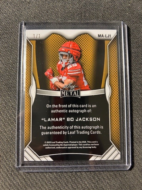 2025 Leaf Metal Red Prismatic LAMAR BO JACKSON #1/1 Color Match Bookend ...