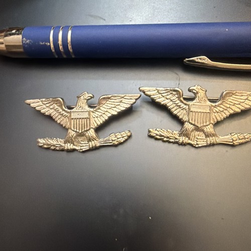WW2 Pair Of USMC Army Colonel Eagle Rank Insignia Sterling Pin Back H&H ...