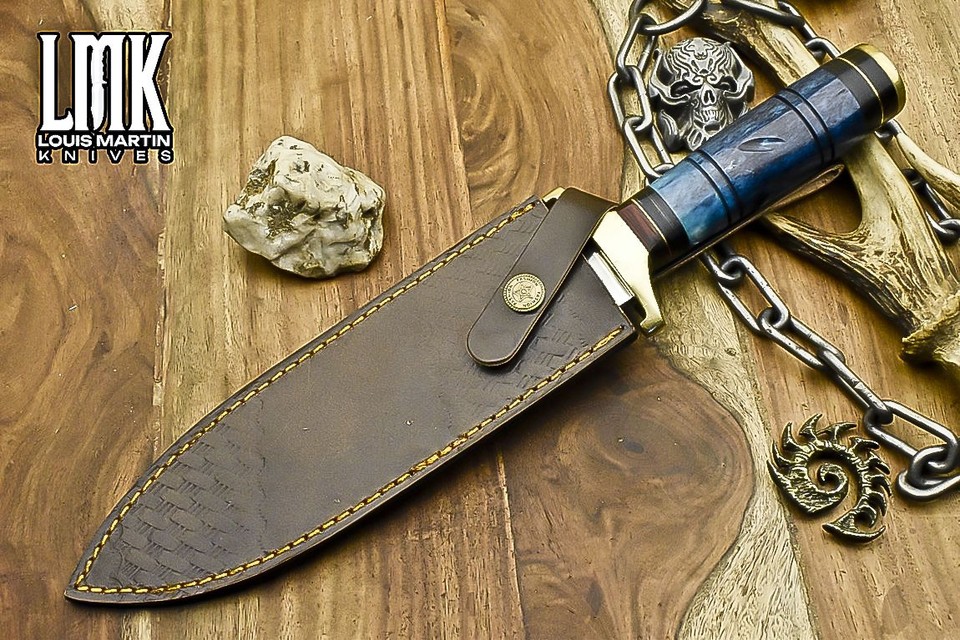LMK Hand Crafted Hunting Knife 440C Steel Bone Brass Guard Outdoor ...