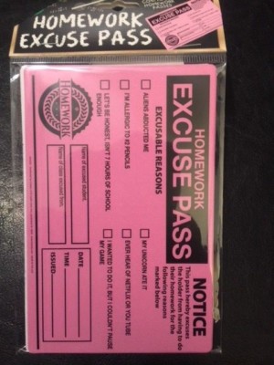 Homework Excuse Pass - Jokes, Gags and Pranks - Contains 3 Fake Excuse ...