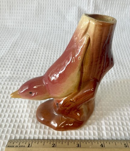 Vintage Royal Copley Ceramic Red Bird Wren Finch Figurine Bud Vase | eBay