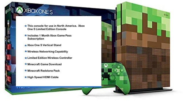 Microsoft Xbox One S Minecraft Limited Edition Bundle 1TB Green & Brown ...